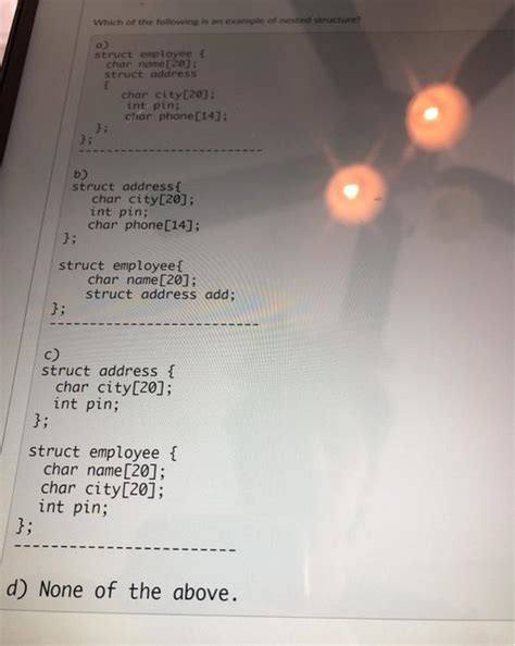 Solved Which Of The Following Is An Example Of Nested
