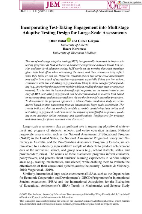 pdf incorporating test taking engagement into multistage adaptive