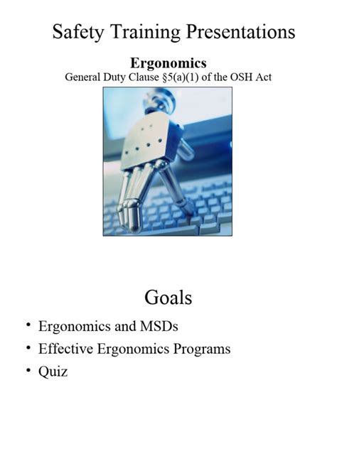 Ergonomics Safety Training Presentations Pdf