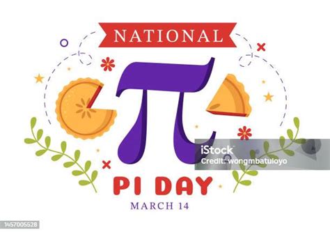 수학 상수 그리스 문자 또는 손으로 그린 만화 기호 템플릿의 랜딩 페이지를 위한 구운 달콤한 파이가 있는 세계 파이의 날 그림
