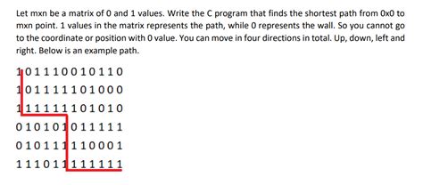 Solved Let Mxn Be A Matrix Of 0 And 1 Values Write The C