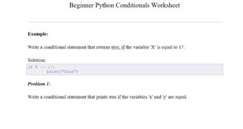 Beginner Python Conditionals Worksheet By CodingOverload TPT