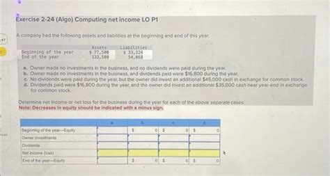 Solved Exercise 2 24 Algo Computing Net Income Lo P1 A
