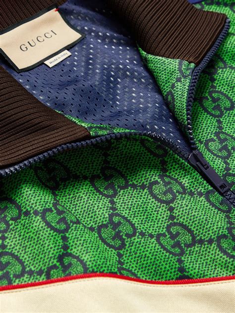 Gucci Striped Webbing Trimmed Monogrammed Tech Jersey Track Jacket