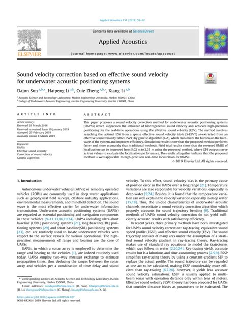 Sound Velocity Correction Based On Effective Sound Velocity For Underwater Acoustic Positioning