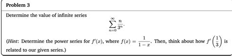 solved problem 3determine the value of infinite