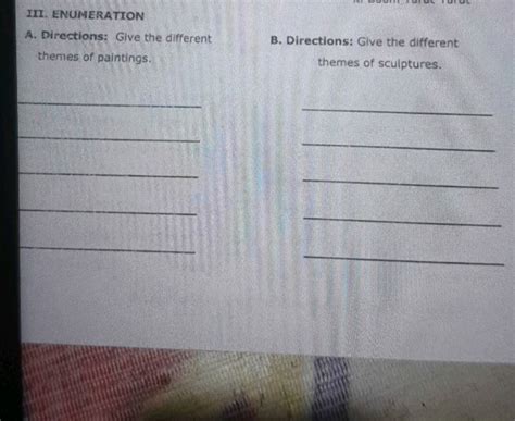 Iii Enumeration A Directions Give The Studyx