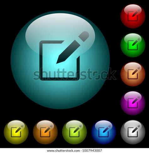 Editbox Pencil Icons Color Illuminated Spherical Stock Vector Royalty Free