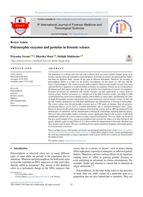 pdf polymorphic enzymes and proteins in forensic science
