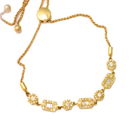 14k 0 25ct Bgt Ladies Drawstring Bracelet Lavalor Jewelry