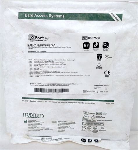 New Bard 0607530 X Port Isp Mri Implantable Port 6f Expired 2025 01