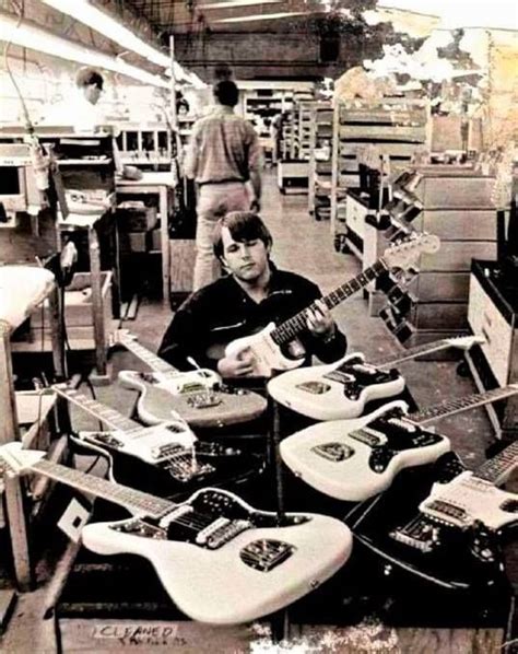 Carl Wilson Of The Beach Boys Visiting The Fender Factory In Fullerton