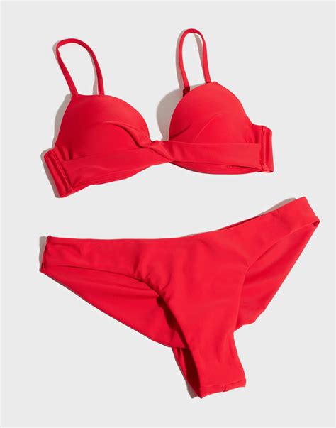 Kjøp Nelly Twisted Push Up Bikini Bra Red