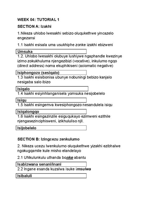 Week 04 Tut 1 Memo Notes Week 04 Tutorial 1 Section A Izakhi 1 Uhlobo Lwesakhi Sebizo