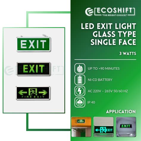 Ecoshift Led Exit Light Glass Type Single Face Shopee Philippines