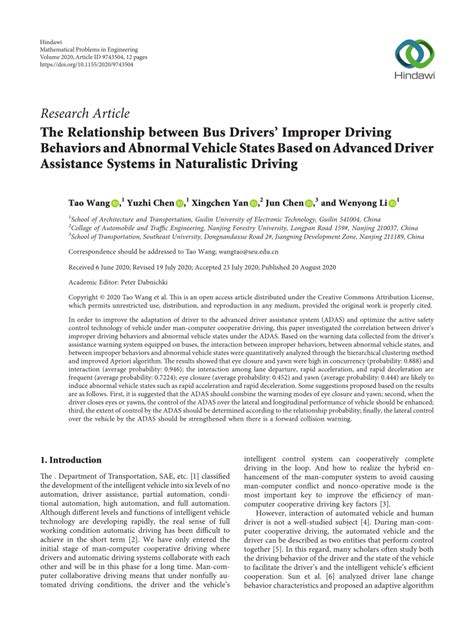 Pdf The Relationship Between Bus Drivers Improper Driving Behaviors And Abnormal Vehicle