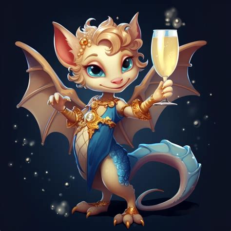 There Is A Cartoon Dragon With A Glass Of Wine In Its Hand Generative Ai Premium Ai Generated