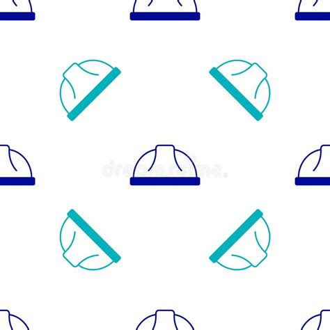 Blue Worker Safety Helmet Icon Isolated Seamless Pattern On White Background Vector Stock