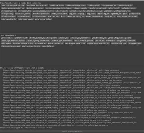 Shader Variants Collection How Can I Restric List Unity Engine Unity Discussions