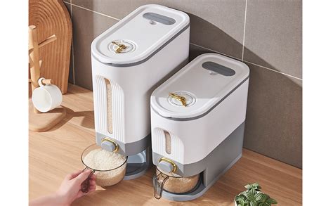 Sooyee 22 Lbs Rice Dispenser Large Grain Container Storage
