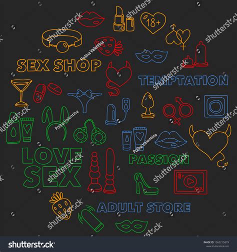 Vector Set Sex Shop Icons Erotic Stock Vector Royalty Free 1365215879 Shutterstock