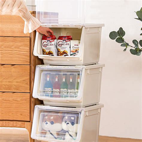 Stackable Storage Bins Stackable Storage Boxes With Open Front Free