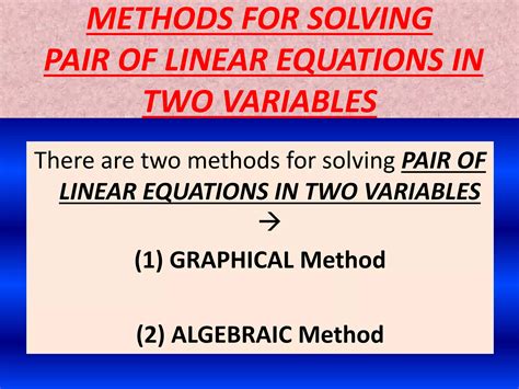 Linear Equations In 2 Variables Pptx