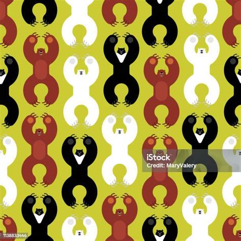 품종은 원활한 패턴을 곰 그리 즐 리와 히말라야 곰 북극곰 악마 고립 된 만화 스타일입니다 야생 포식 자 공격 0명에 대한 스톡 벡터 아트 및 기타 이미지 Istock