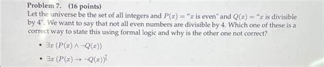 solved problem 7 16 points let the universe be the set of