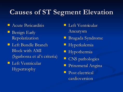 St Segment Elevations In Ecg