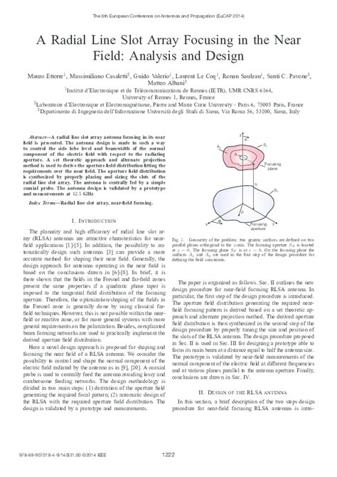 Pdf A Radial Line Slot Array Focusing In The Near Field Analysis And