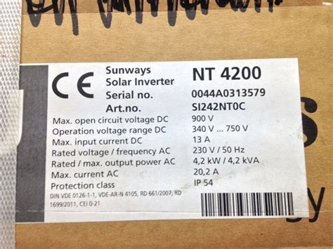 Sunways Nt 4200 4 2kw Solar Inverter New In Box Unused Auschoice