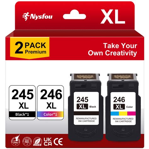 Nysfou 245xl 246xl Ink Cartridges Black And Tri Color For Canon Pixma Mg2522 Ts3122 Mx492