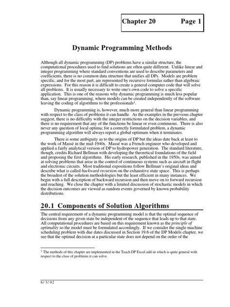 Dp Methods Pdf Dynamic Programming Mathematical Optimization
