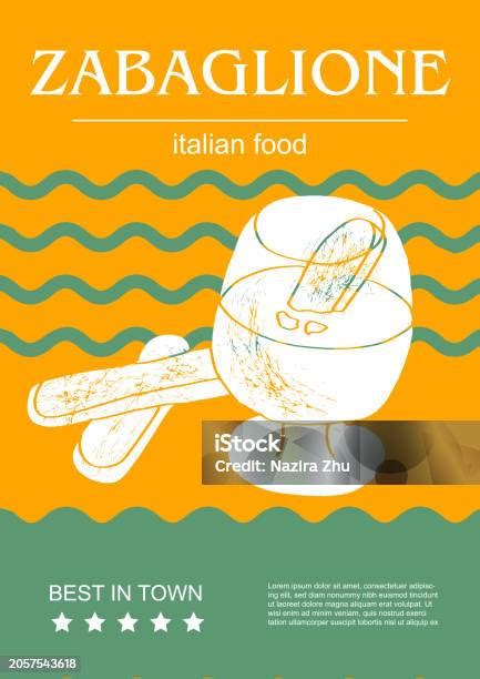 이탈리아 음식 세트 벡터 일러스트 레이 션입니다 새겨진 Zabaglione 전통 요리 수제 및 레스토랑 저녁 식사 요리 이탈리아 요리로 요리하는 소스 번들 고객 참여에 대한
