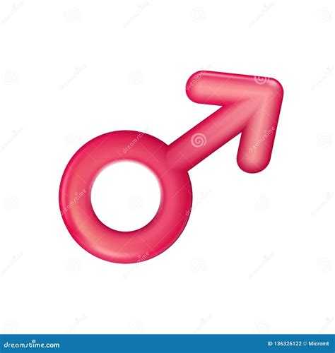 Gender Male Sign Red Icon Plastic Realistic Illustration Men Sex Symbol Toy Sign D Vector