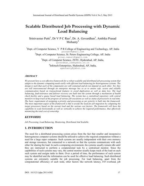 pdf scalable distributed job processing with dynamic load balancing