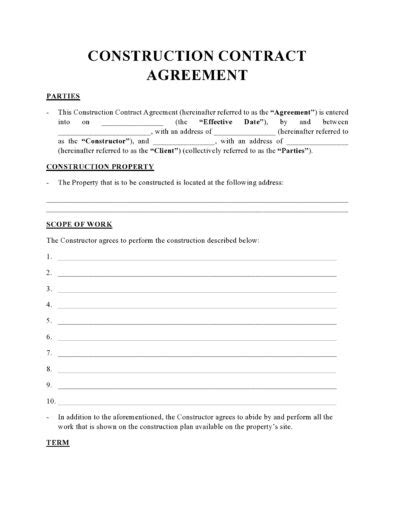 41 Simple Construction Contract Templates 100 Free
