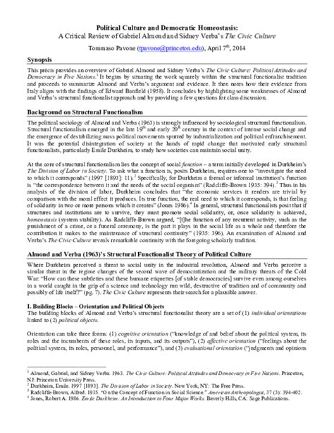 Pdf Political Culture And Democratic Homeostasis A Critical Review Of Gabriel Almond And