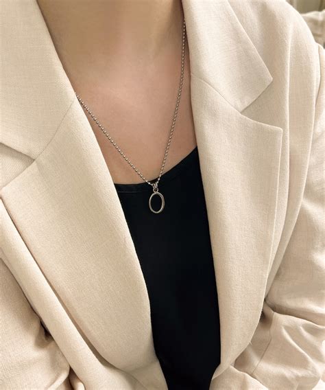 무배 Surgical 써지컬 타원 링 팬던트 군번줄 체인 롱 목걸이 함초롬·hamchorom