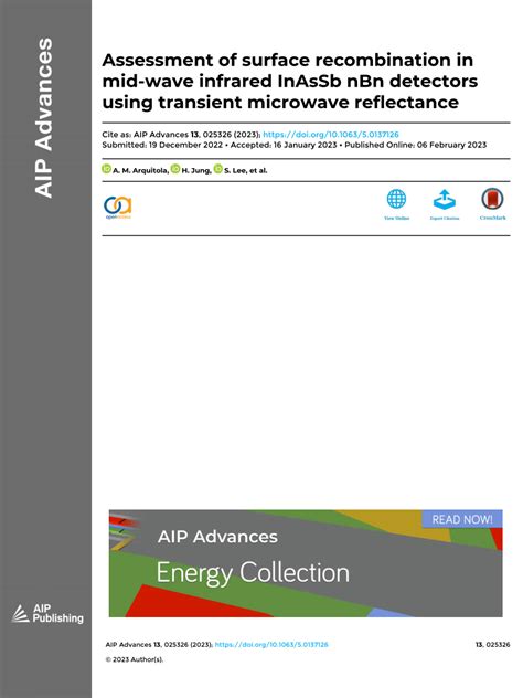Pdf Assessment Of Surface Recombination In Mid Wave Infrared Inassb Nbn Detectors Using