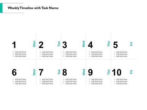 Weekly Timeline With Task Name Ppt PowerPoint Presentation Styles Demonstration