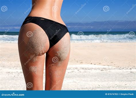 Sandy Woman Buttocks On The Beach Tanned Body Stock Image Image Of