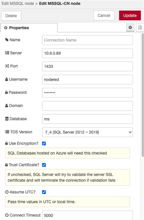 Error Connecting To Ms Sql Server 2019 Linux Docker · Issue 54 · Bestlongnode Red Contrib
