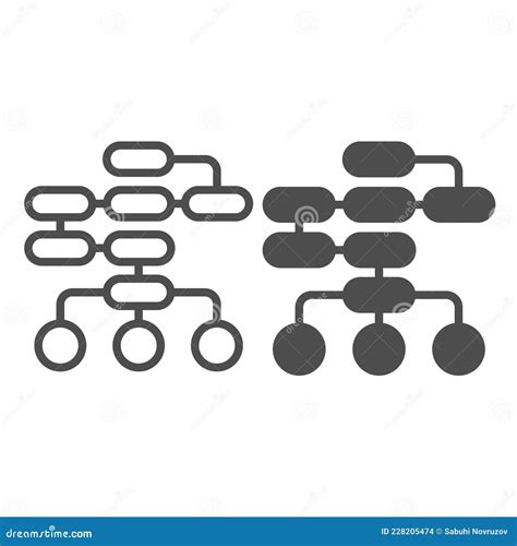 diagram of logic sequence or interactions algorithm line and solid icon web concept scheme
