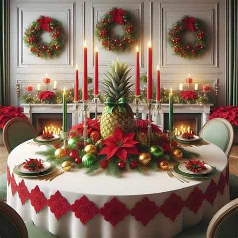 Pineapple Christmas Centerpiece Stock Illustration Illustration Of