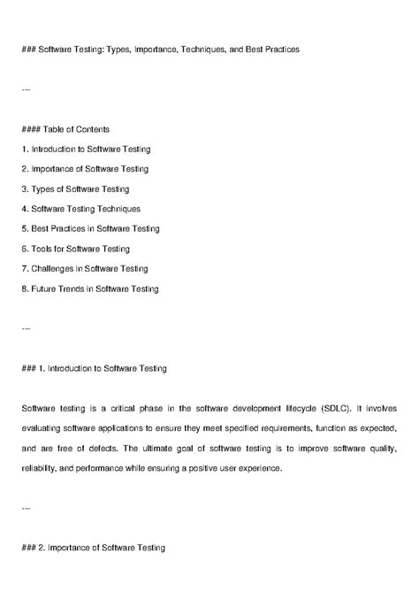 Software Testing And Techniques Software Testing Types Importance