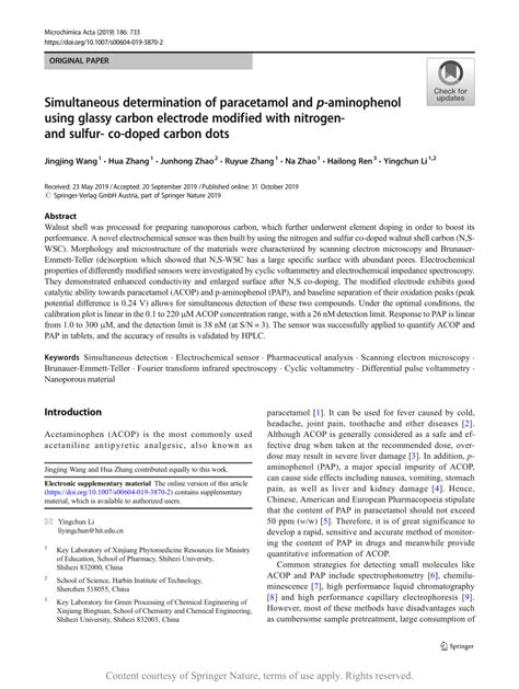 Simultaneous Determination Of Paracetamol And P Aminophenol Using Glassy Carbon Electrode