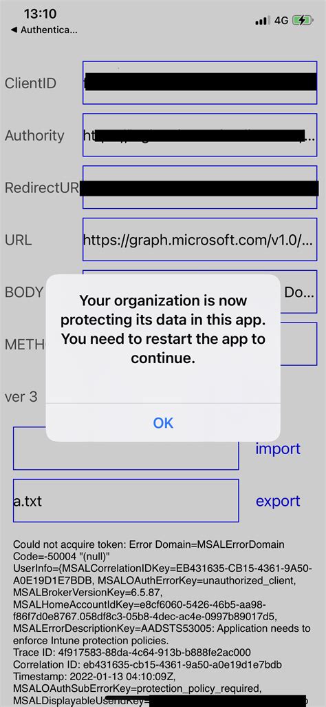 Ios How To Get An Access Token After Receiving The App Protection Policy In The Intunesdk