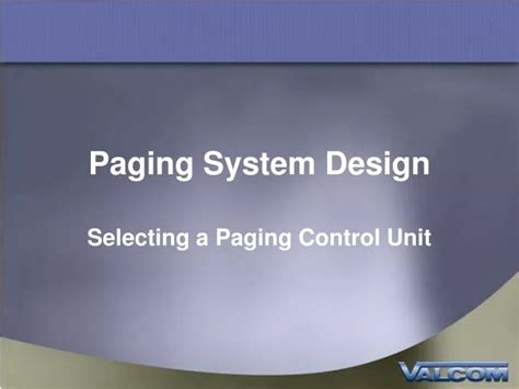 Ppt Paging System Design Powerpoint Presentation Free Download Id 314936